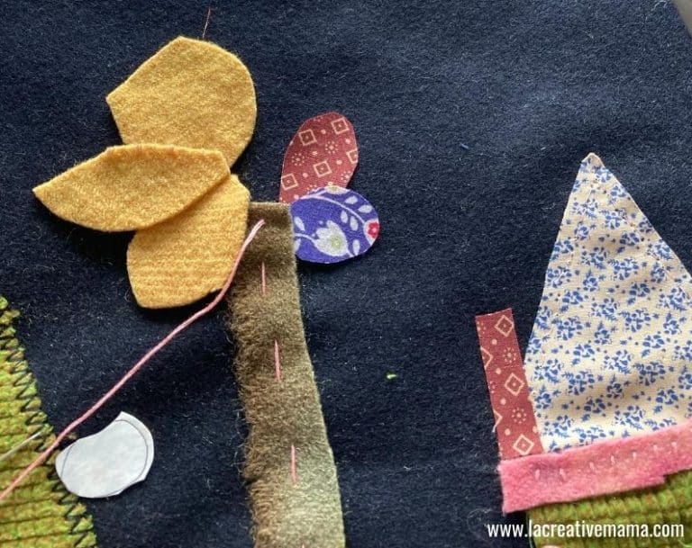 How to make fabric collage using Applique - La creative mama
