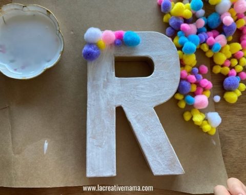 Get kids crafting with easy pom pom paper mache letters - La creative mama