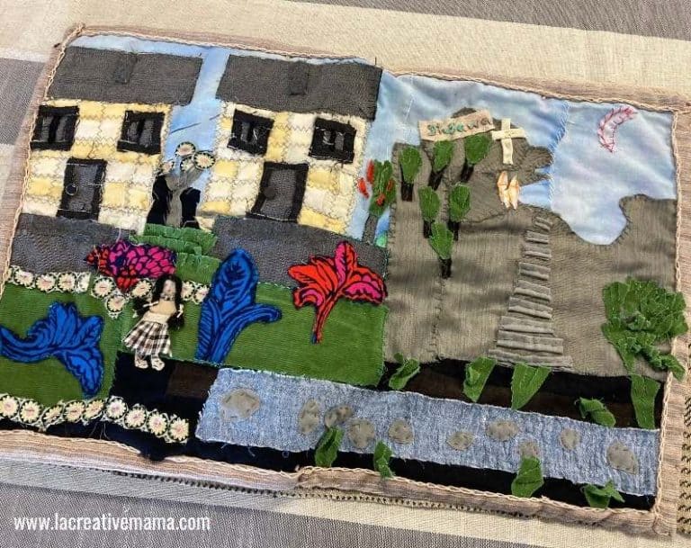 How to turn fabric collage into a fabric journal - La creative mama