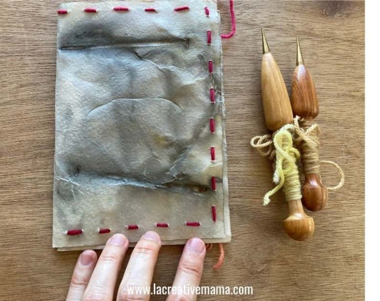 Handmade book using Eco Print paper - La creative mama