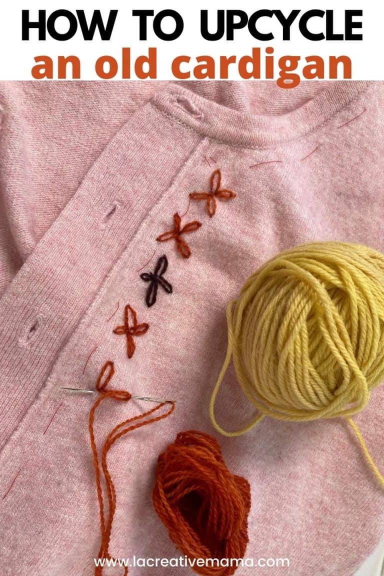 How to upcycle an old cardigan with embroidery - La creative mama